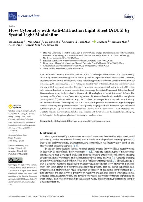 Pdf Flow Cytometry With Anti Diffraction Light Sheet Adls By