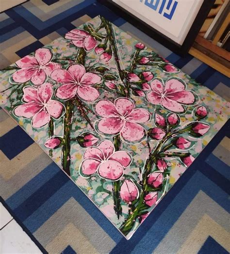 Lukisan Bunga Cherry Blossom California Desain And Kerajinan Tangan