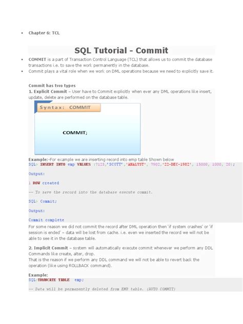 sql tutorial commit insert into values pdf sql database