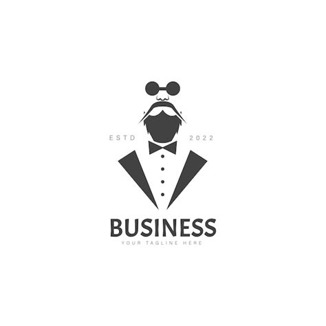 Barbe Homme Logo Design Icône Illustration Vecteur Premium