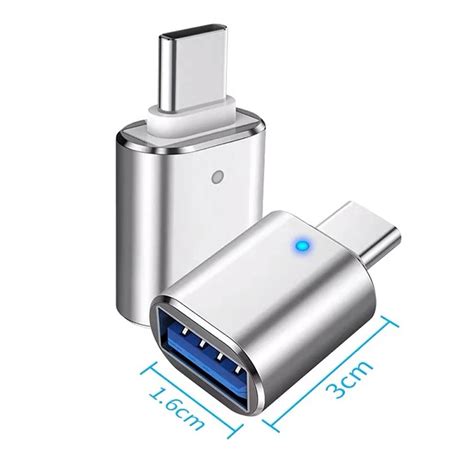 Adaptor Metalic Mtp Led Otg Usb Type C Tata La Usb 30 Mama Silver