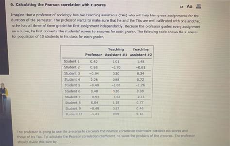 solved aa aa 6 calculating the pearson correlation with