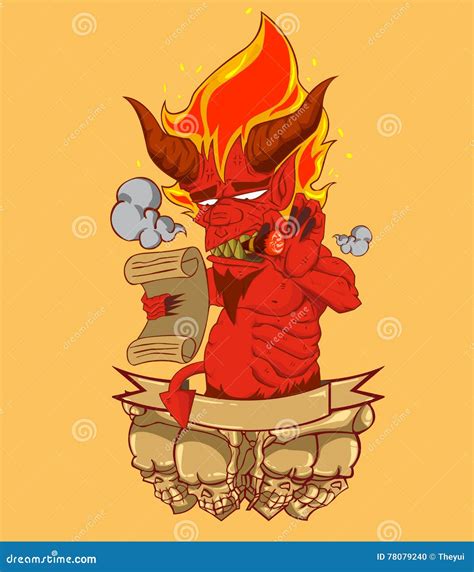 Red Devil Vector And Illustration Monster In Halloween Night Stock