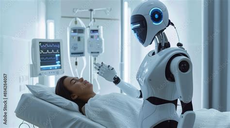 robot interacting with patient in hospital setting a robot with