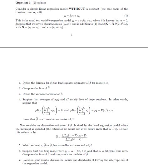 Solved Question Points Consider A Simple Linear Chegg