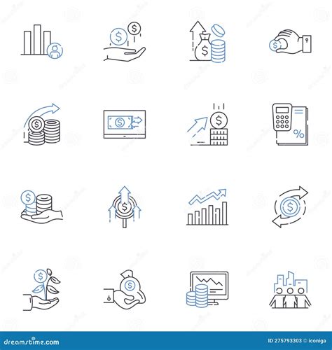 Asset Procurement Line Icons Collection Acquisition Investment Purchase Procurement