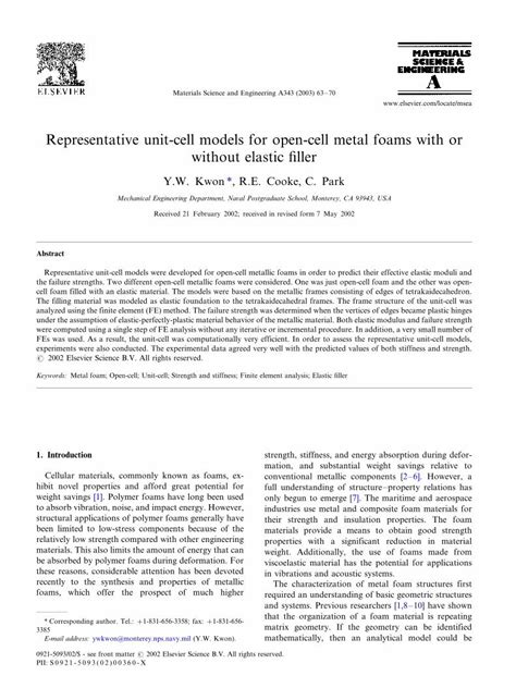Pdf Representative Unit Cell Models For Open Cell Metal Foams With Or
