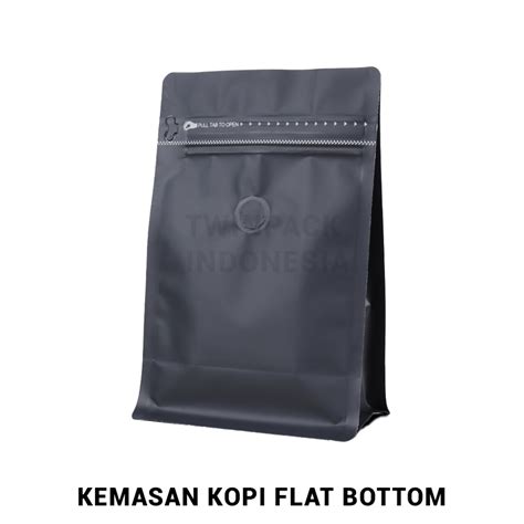 Jual Kemasan Kopi 200 250 Gram Ziplock Abu Flat Bottom Valve