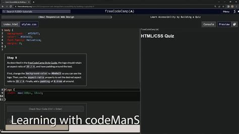 learn2code freecodecamp new responsive web design building a quiz