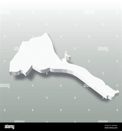 Eritrea White 3d Silhouette Map Of Country Area With Dropped Shadow On Grey Background Simple