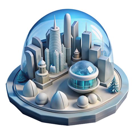 Cityscape Under Glass A Futuristic Urban Microcosm 56408100 Png