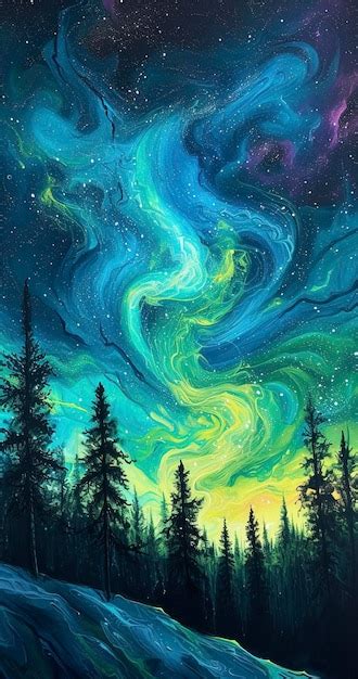 Glorious Northern Lights Pattern Premium Ai Generated Image