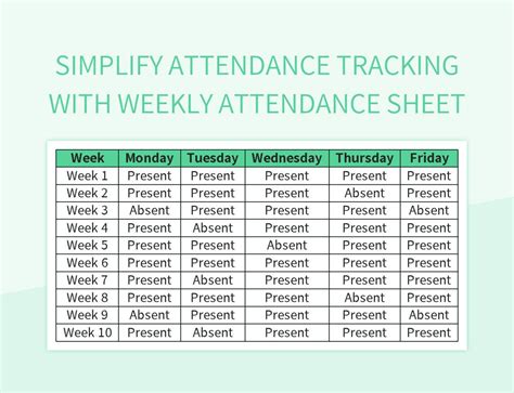 Simplify Attendance Tracking With Weekly Attendance Sheet Excel Template And Google Sheets File