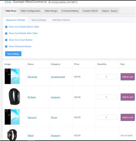 A Smart Way Of Adding A Woocommerce Product Table Online 2022