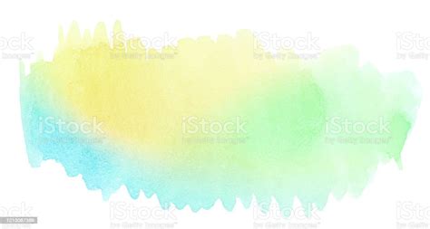 파스텔 색상의 여러 가지 빛깔의 수채화 얼룩과 천연 얼룩을 종이에 브러시로 손으로 그린 디자인을위한 격리 된 프레임 독특한 배경을 추상화합니다 거친에 대한 스톡 사진 및