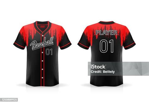 사양 야구 유니폼 T 셔츠 모형 흰색 배경에 격리 디자인셔츠에 빈 공간 및 셔츠에 요소 또는 텍스트를 배치 인쇄를위한 빈 벡터 일러스트 야구 유니폼에 대한 스톡 벡터 아트