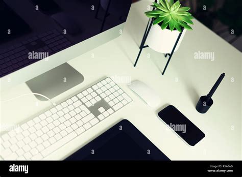 Keyboard Mouse Computer Display With Black Blank Screen Front View