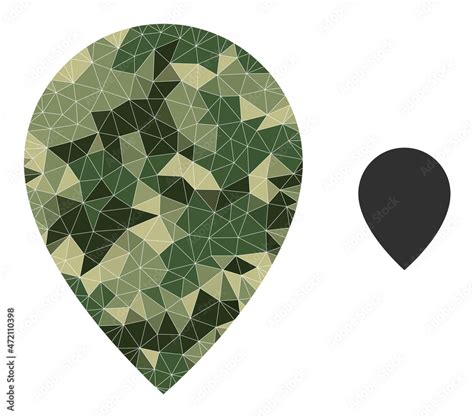 Camouflage Low Poly Mosaic Map Marker Icon Low Poly Map Marker Icon Designed With Chaotic Khaki