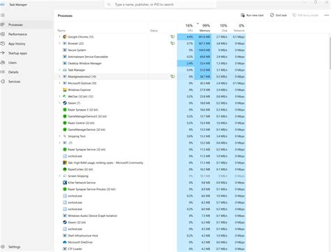 99 100 Memory Usage When Nothing Major Running Microsoft Community