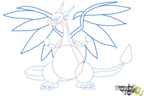 How To Draw Mega Charizard X DrawingNow