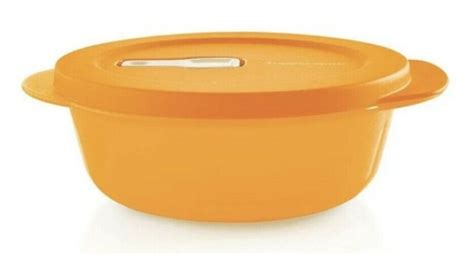 Tupperware Crystalwave Plus Round Container Papaya Orange ~425