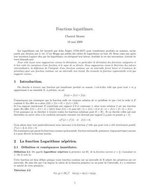 Exposé70 Fonctions Logarithmes