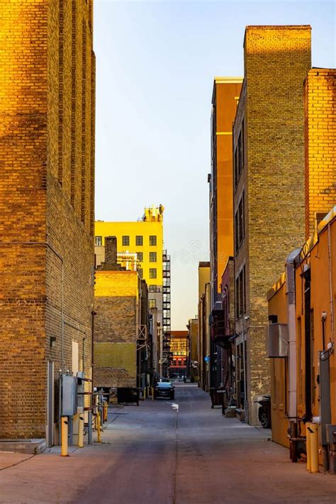 Fargo City Downtown Buildings At Sunset Stock Image Image Of