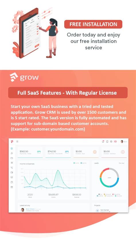 Grow Crm Saas Laravel Project Management Multitenancy Codemarket