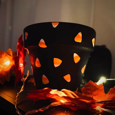 Creepy Candy Corn Halloween Flower Pot Etsy