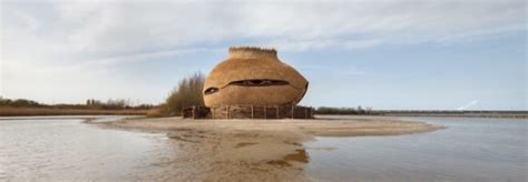 A Massive Egg Shaped Bird Observatory Features Reusable Natural Materials