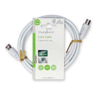 1 5m Kabel F Stecker auf Koax Stecker Koaxial Coax TV Sat 75 Ohm weiß
