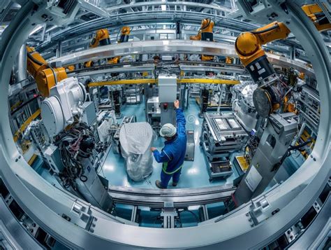 High Tech Industrial Automation With Robots And Engineer Stock Image Image Of Equipment