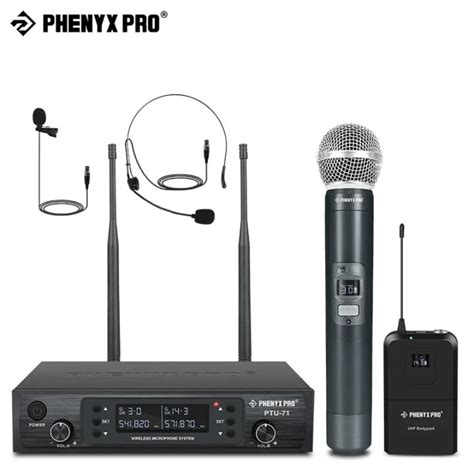Phenyx Pro PTU B Wireless Microphone System Dual Wireless Mic Set With Handheld Microphone UHF