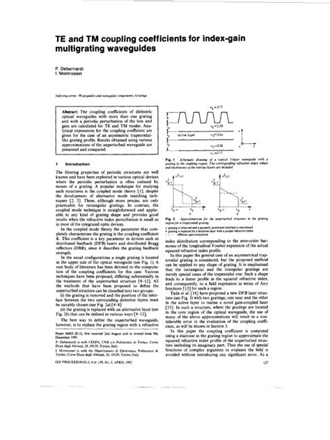 1992 Te And Tm Coupling Coefficients For Index Gain Multigrating