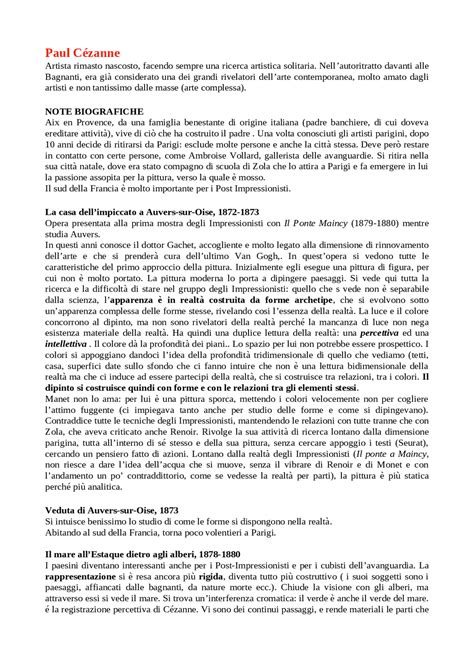 Riassunti Su Cézanne Sintesi Del Corso Di Elementi Di Storia Dell