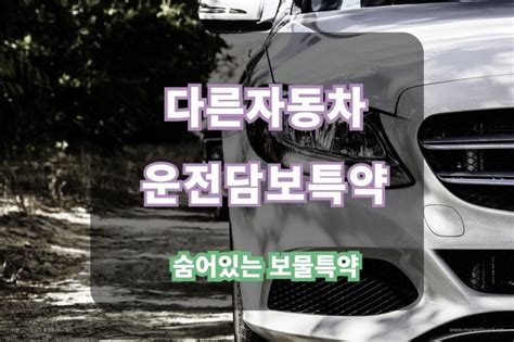 다른 자동차 운전담보특약 숨어있는 보물 같은 특약 네이버 블로그