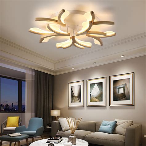 Indoor Led Flutter Pendant Light Acrylic Natural Rubber Wood 8