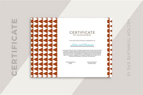 창조적 인 기하학적 패턴으로 졸업 또는 코스 완료를위한 현대 비즈니스 디플로마 템플릿 트렌디 한 디자인의 감사 수평 모형의 인증서 간단한 벡터 배경 Eps 10 감사장에