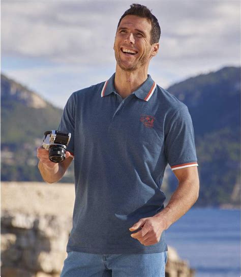 Pack Of 2 Mens Jersey Polo Shirts Blue Navy Atlas For Men