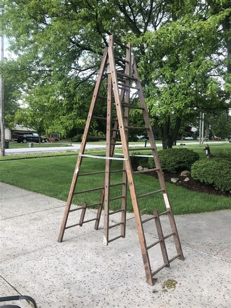 Wooden A Frame Ladder Stehleiter Werner Holz Beidseitig Begehbar