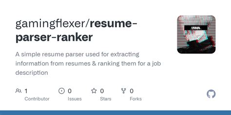 Github Gamingflexer Resume Parser Ranker A Simple Resume Parser Used