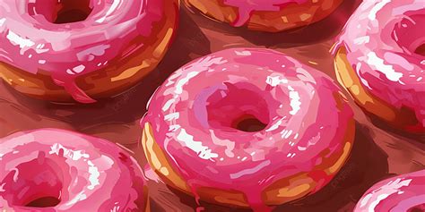 재미있는 달콤한 간식을 위한 크림 프로스팅과 토핑을 곁들인 다채로운 핑크 도넛 그룹 핑크 도넛 도넛 달콤한 간식 배경 일러스트 및 사진 무료 다운로드 Pngtree