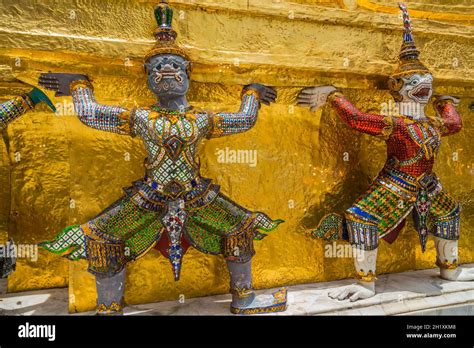 Guardian Demon Statues On Phra Mondop At The Emerald Buddha Temple