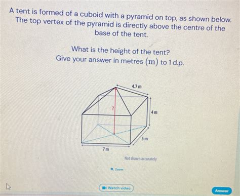 Solved A Tent Is Formed Of A Cuboid With A Pyramid On Top As Shown