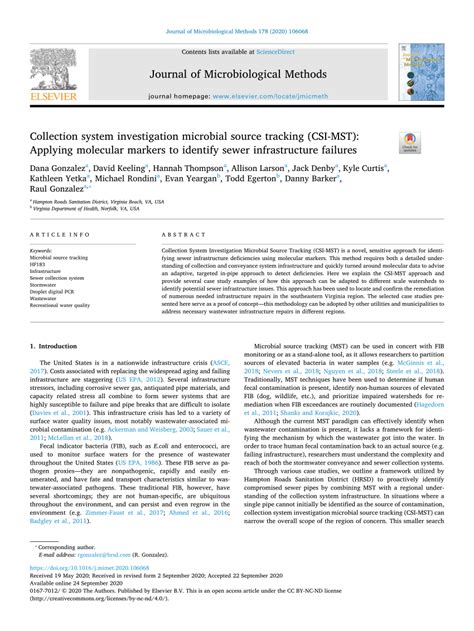 Pdf Collection System Investigation Microbial Source Tracking Csi