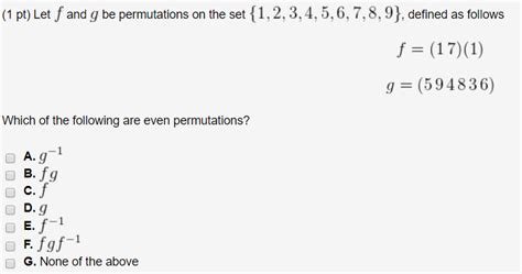 Solved 1 Pt Let F And G Be Permutations On The Set2 34