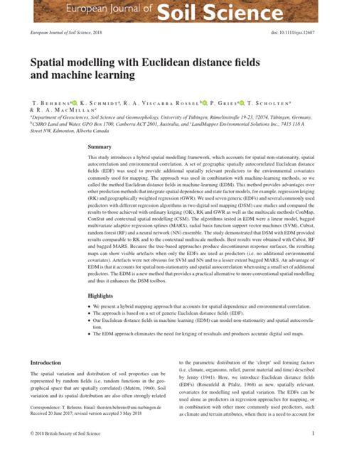 Behrens Et Al 2018 Spatial Modelling With Euclidean Distance Fields
