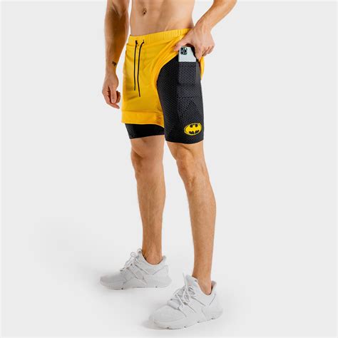 Batman 2 In 1 Shorts Yellow Gym Shorts Men Squatwolf
