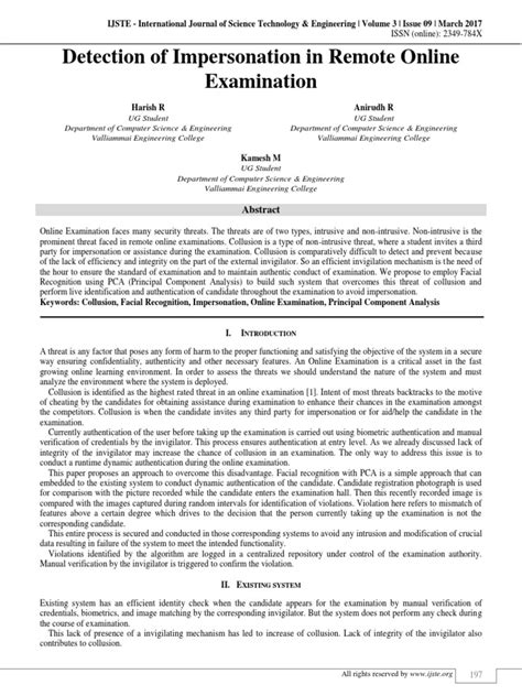 Detection Of Impersonation In Remote Online Examination Pdf Qr Code Authentication