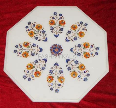 White Marble Inlay Table Tops Marble Inlay Semi Precious Stone Table Top Wholesale Trader From